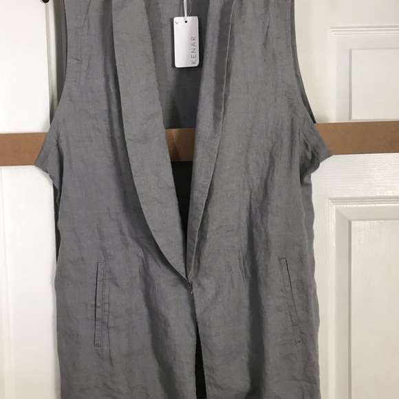 Kenar | Tops | New Xlarge All Linen Light Grey Vest By Kenar Pockets On ...